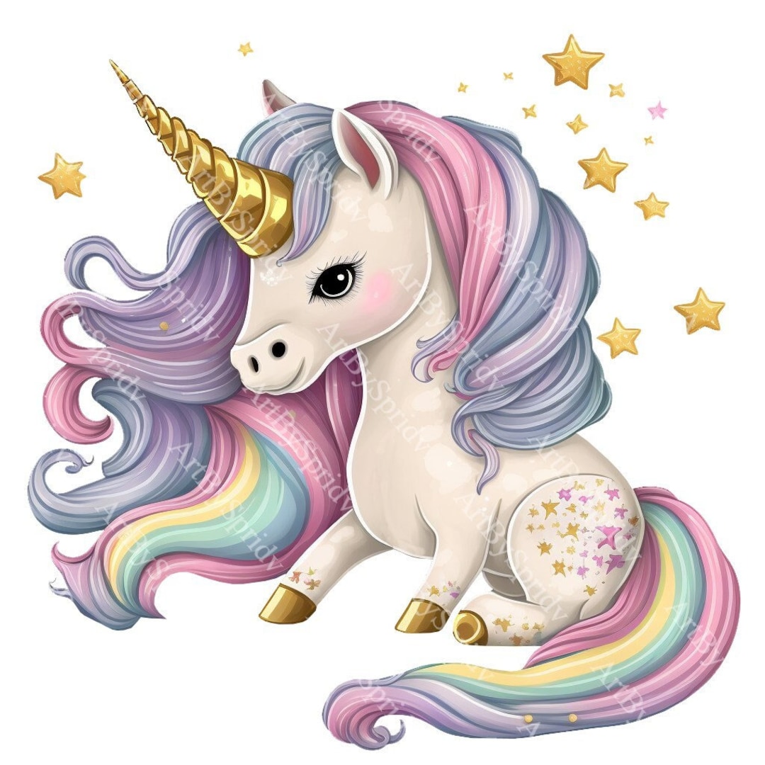 Rainbow Unicorn PNG Clipart Transparent Kids Clip Art Cartoon - Etsy