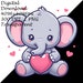 Cute Cartoon Elephant With Heart Clipart Valentine's Day PNG for DTG, T ...