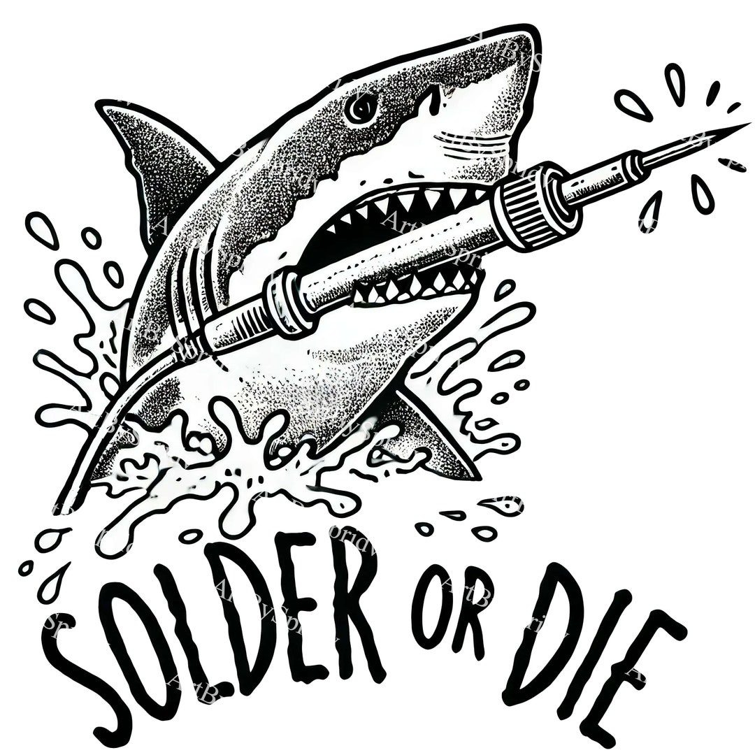 Bold Shark Soldering Iron PNG Clipart - Solder or Die - Unique Digital ...