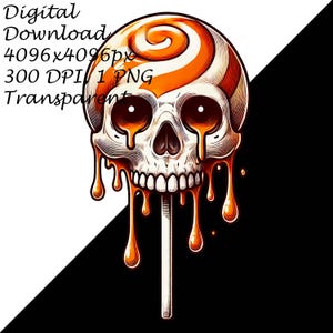 Spooky Skull Lollipop PNG Clipart, Dripping Halloween Candy Design ...