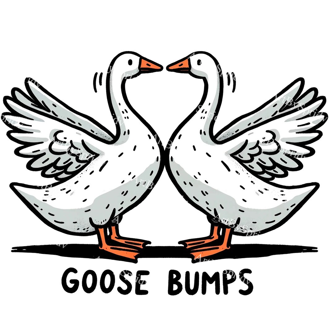 Goose Bumps Clipart, Two Geese Digital Download PNG Illustration, Fun Whimsical Animal Drawing ...