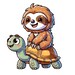 Cute Sloth and Tortoise Clipart Digital PNG for T-shirt, Mug & Tumbler ...