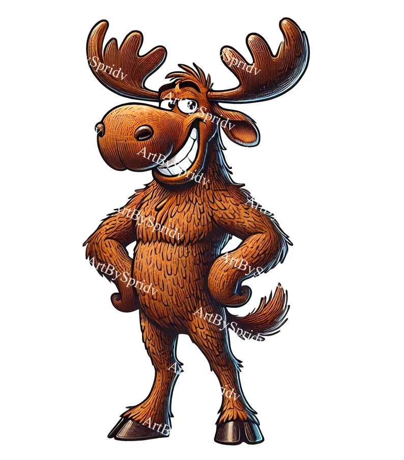 Cartoon Moose PNG | Happy Standing Moose Clipart | Cute Forest Animal ...