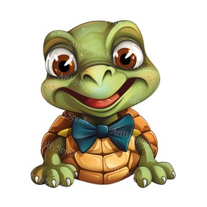 Turtle With Bow Tie PNG Clipart, Cute Animal Illustration, Transparent ...