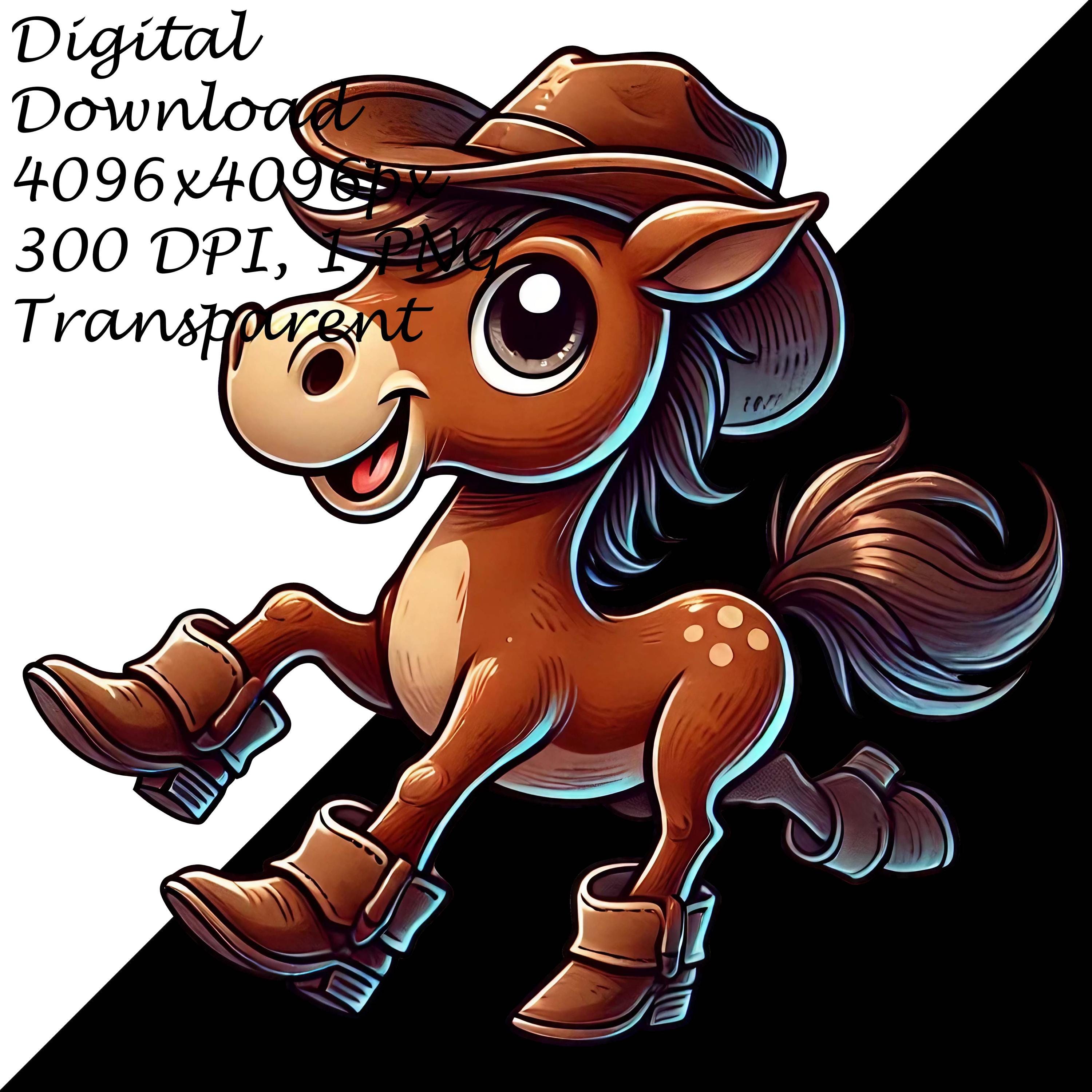 Cowboy Horse PNG Clipart, Cute Western Pony Illustration, Rustic Ranch ...