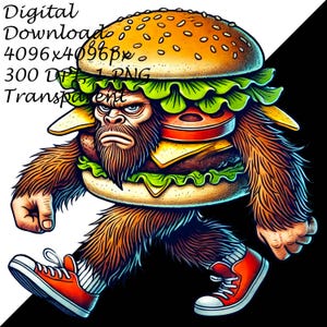 Funny Bigfoot Hamburger PNG Clipart, Sasquatch Cheeseburger Monster ...