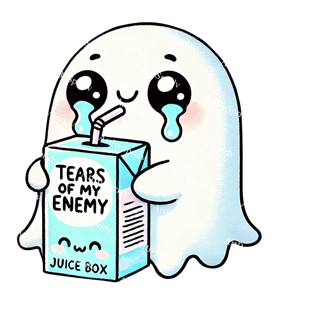 Cute Ghost Clipart PNG, Tears of My Enemy Juice Box Art, Funny ...