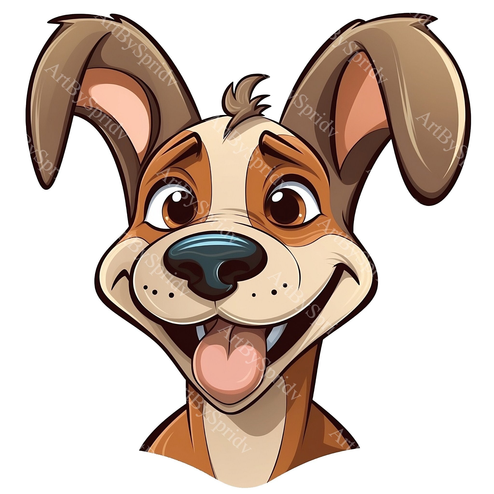Smiling Dog Face With Floppy Ears PNG Clipart, Cute Puppy Illustration ...