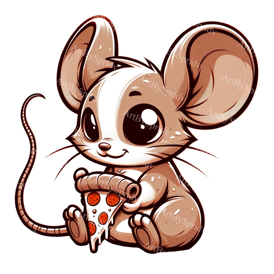 Adorable Pepperoni Pizza Mouse PNG Clipart for Sublimation & Digital ...
