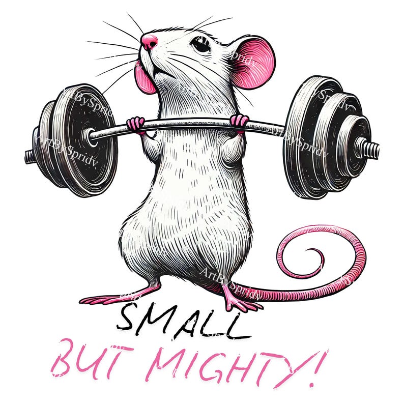 Small but Mighty Mouse PNG, Cute Strong Mouse Lifting Weights Clipart ...