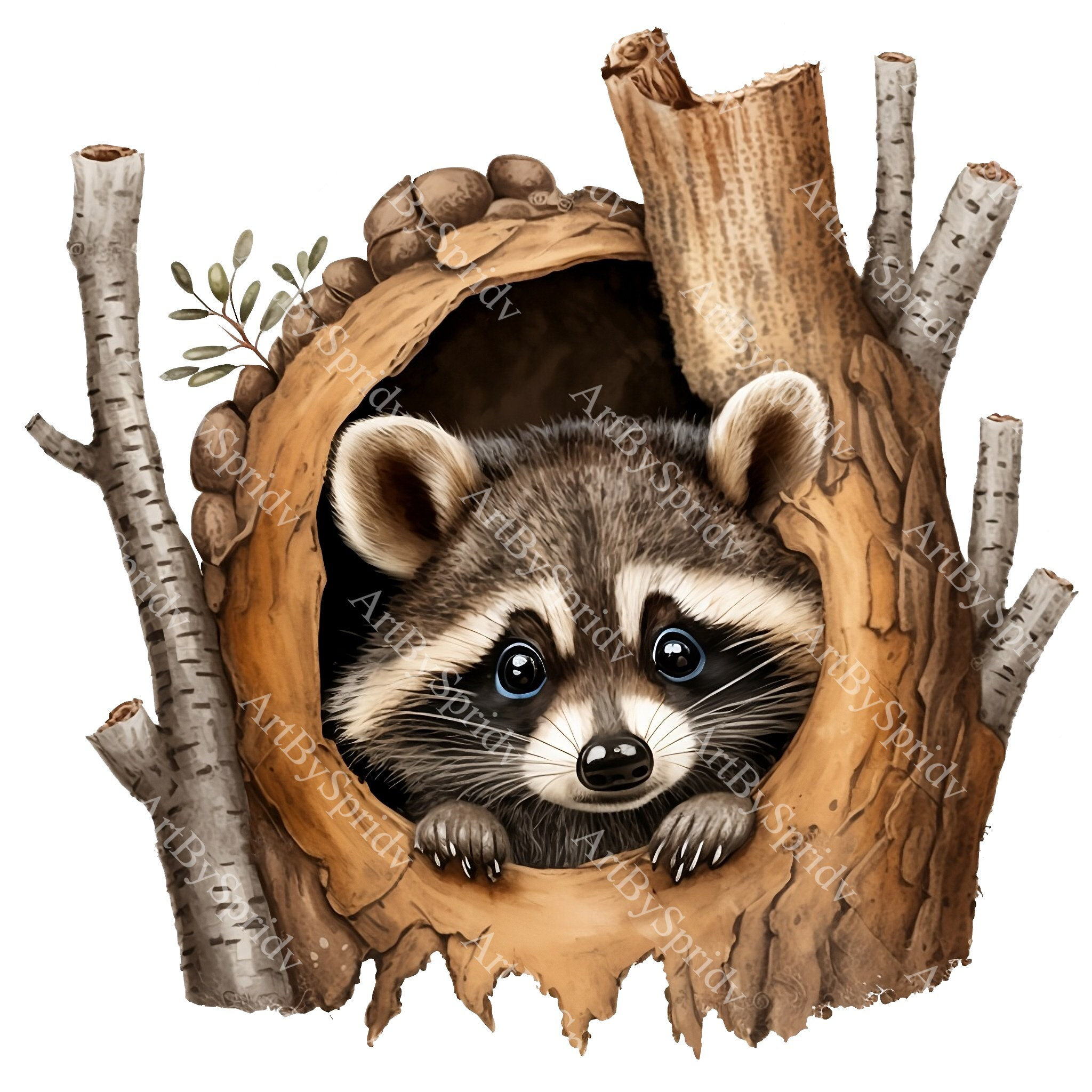 Raccoon Peeking Out Tree Hollow PNG Cliparttransparent Animal - Etsy