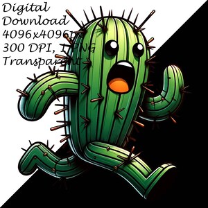 Whimsical Running Cactus Clipart | Printable Sublimation PNG | DIY ...
