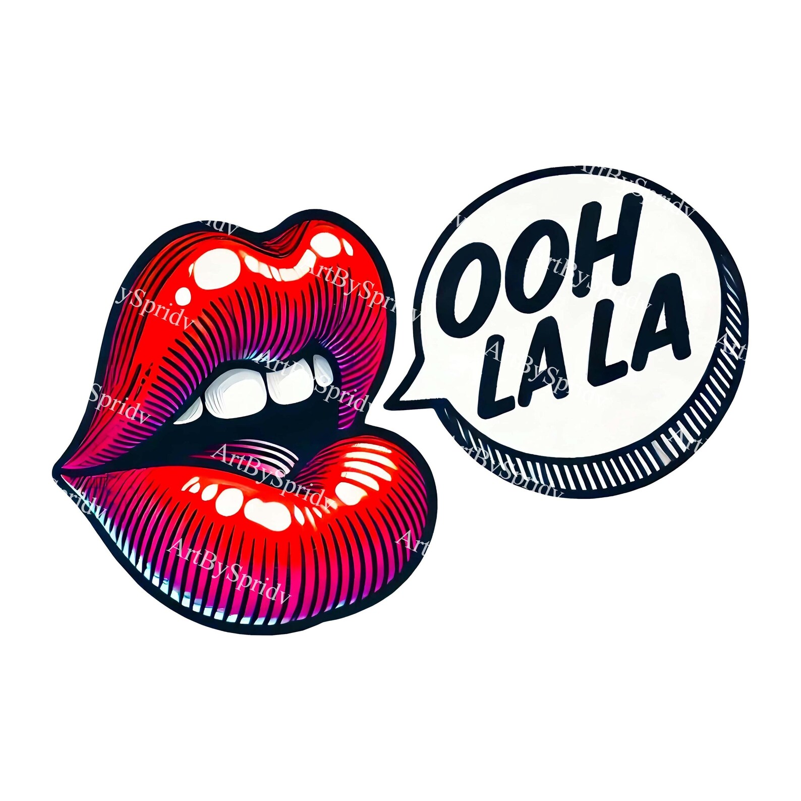 Pop Art Lips Clipart, Ooh La La Red Mouth PNG, Retro Comic Speech ...