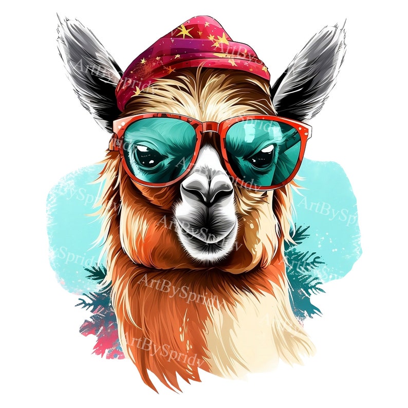 Funky Llama With Sunglasses Clipart - Whimsical Animal PNG, Festive ...