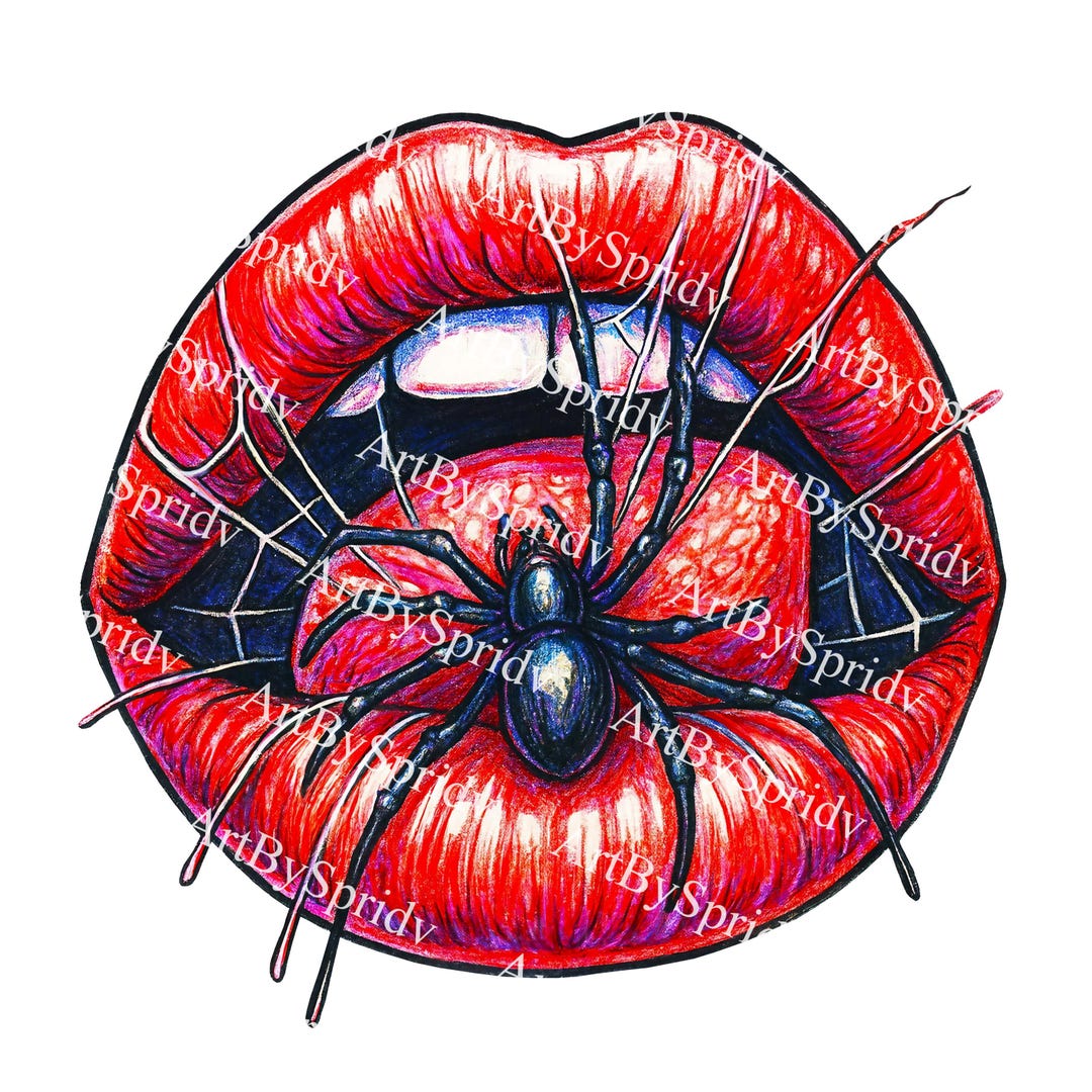 Spider Lips PNG, Gothic Halloween Red Lips With Spider Web, Creepy ...