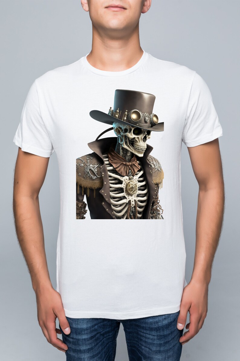 Transparent PNG Skeleton Steampunk Cowboy Print on Demand Clip - Etsy