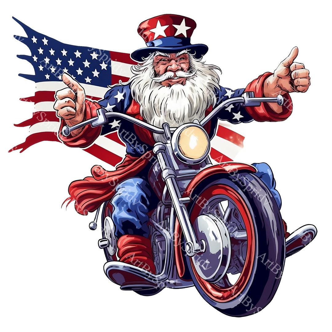 Patriotic Uncle Sam Motorcycle PNG Clipart, American Flag Biker ...