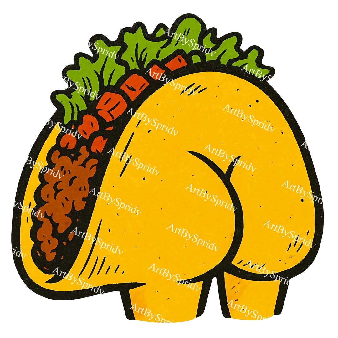 Funny Taco Butt Cartoon PNG, Humorous Food Meme Clipart, Transparent ...