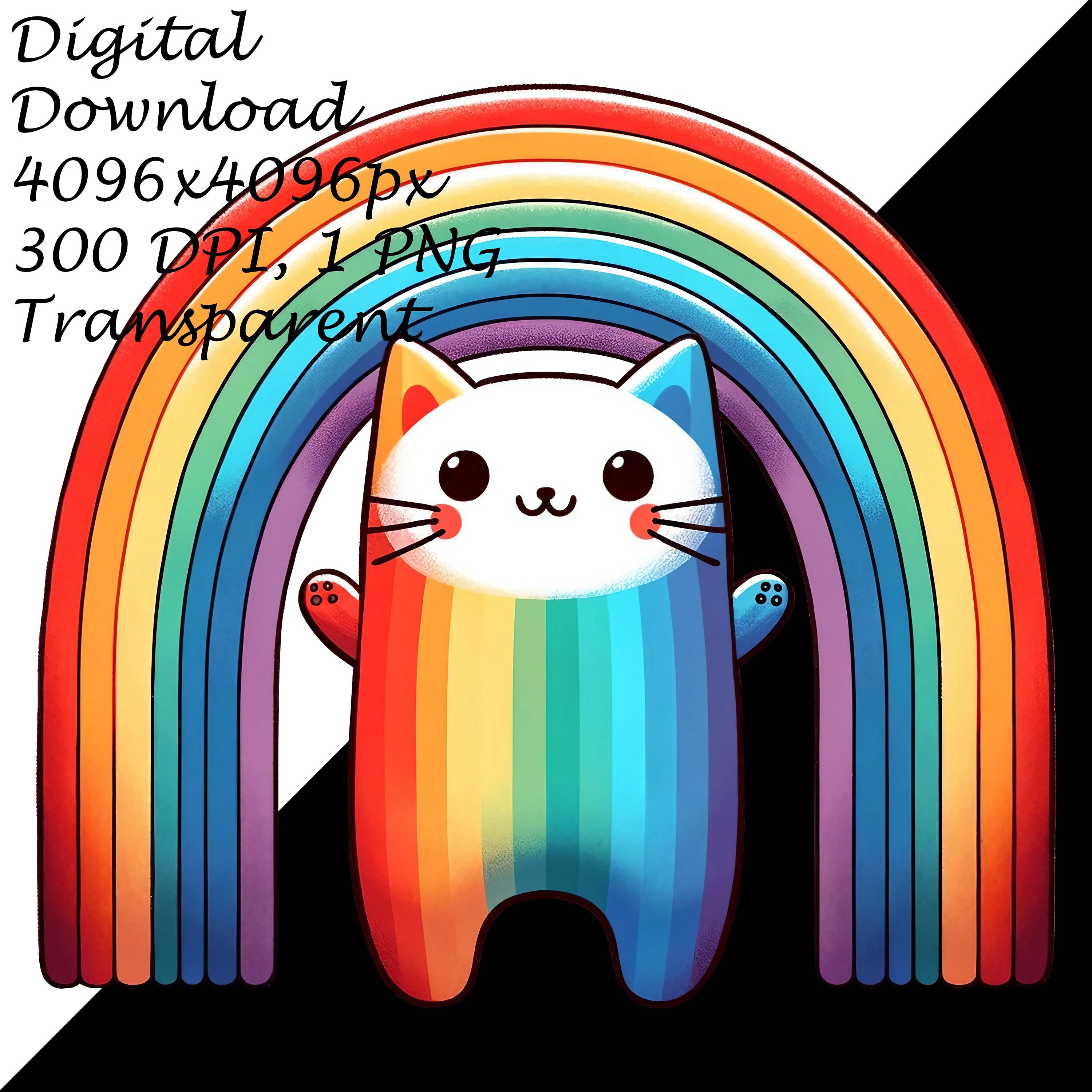 Rainbow Cat Clipart, Baby Shower Digital Clip Art, Printable Kitten ...