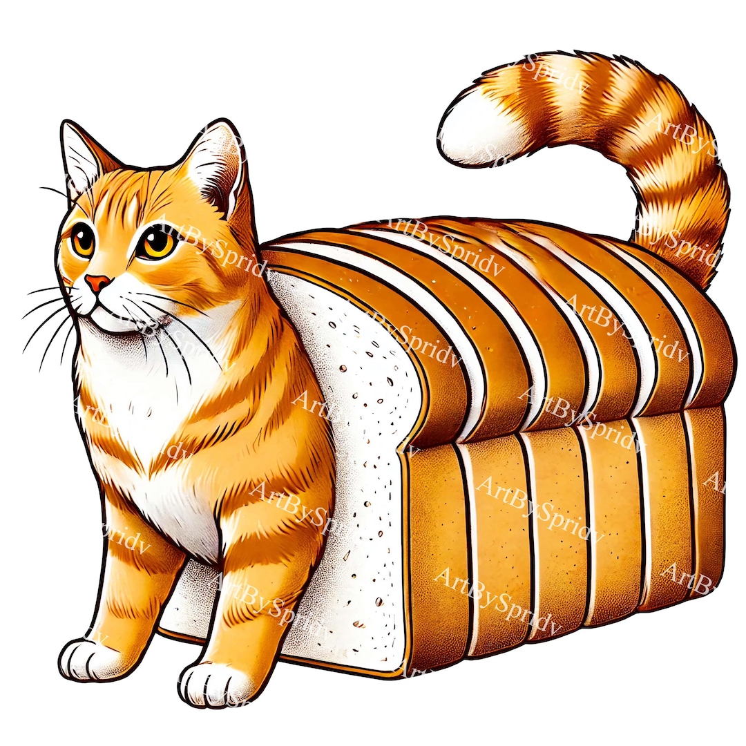 Ginger Cat Loaf PNG Clipart, Cute Bread Cat Clip Art Illustration ...