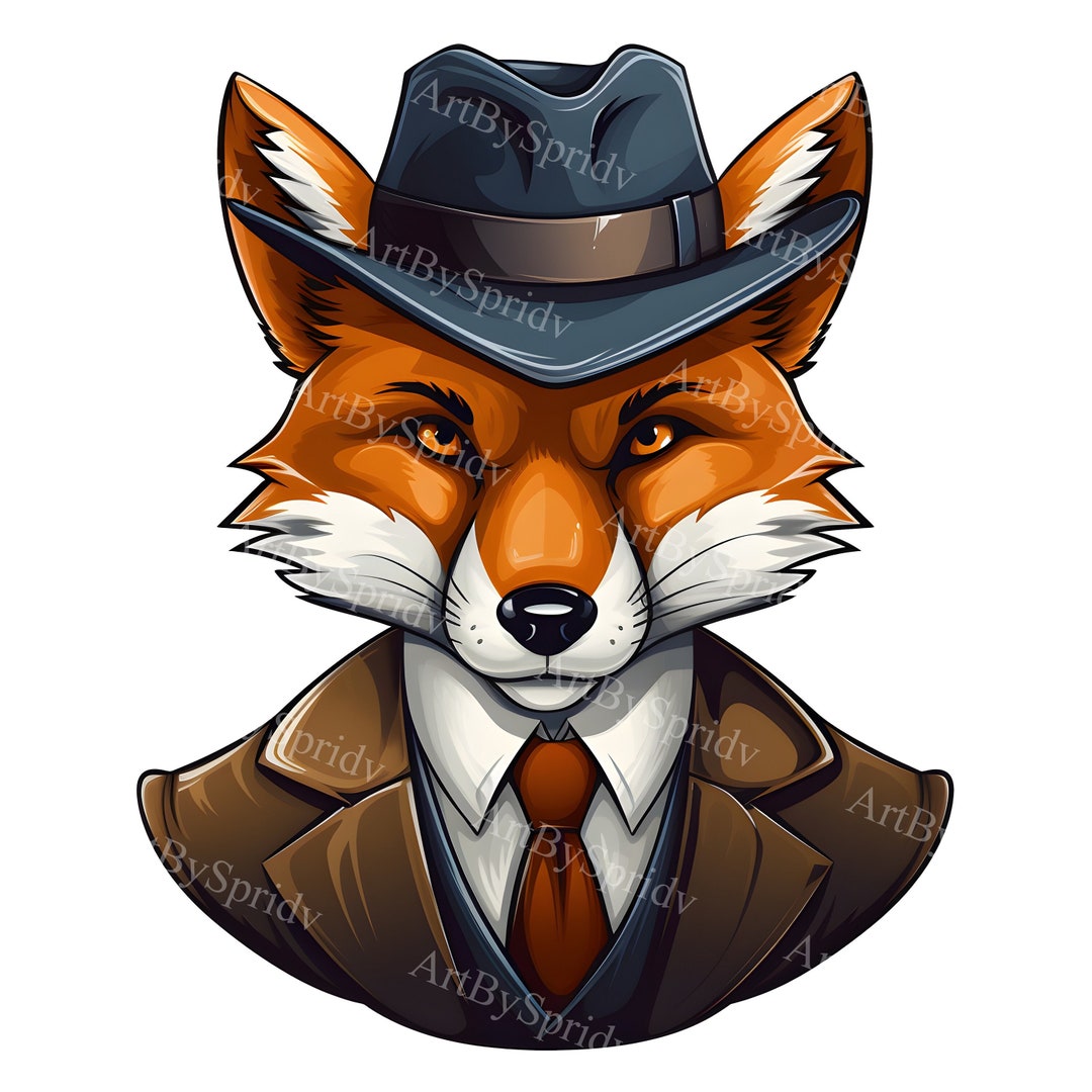 Detective Fox Clipart PNG, Sophisticated Fox in Suit & Fedora ...