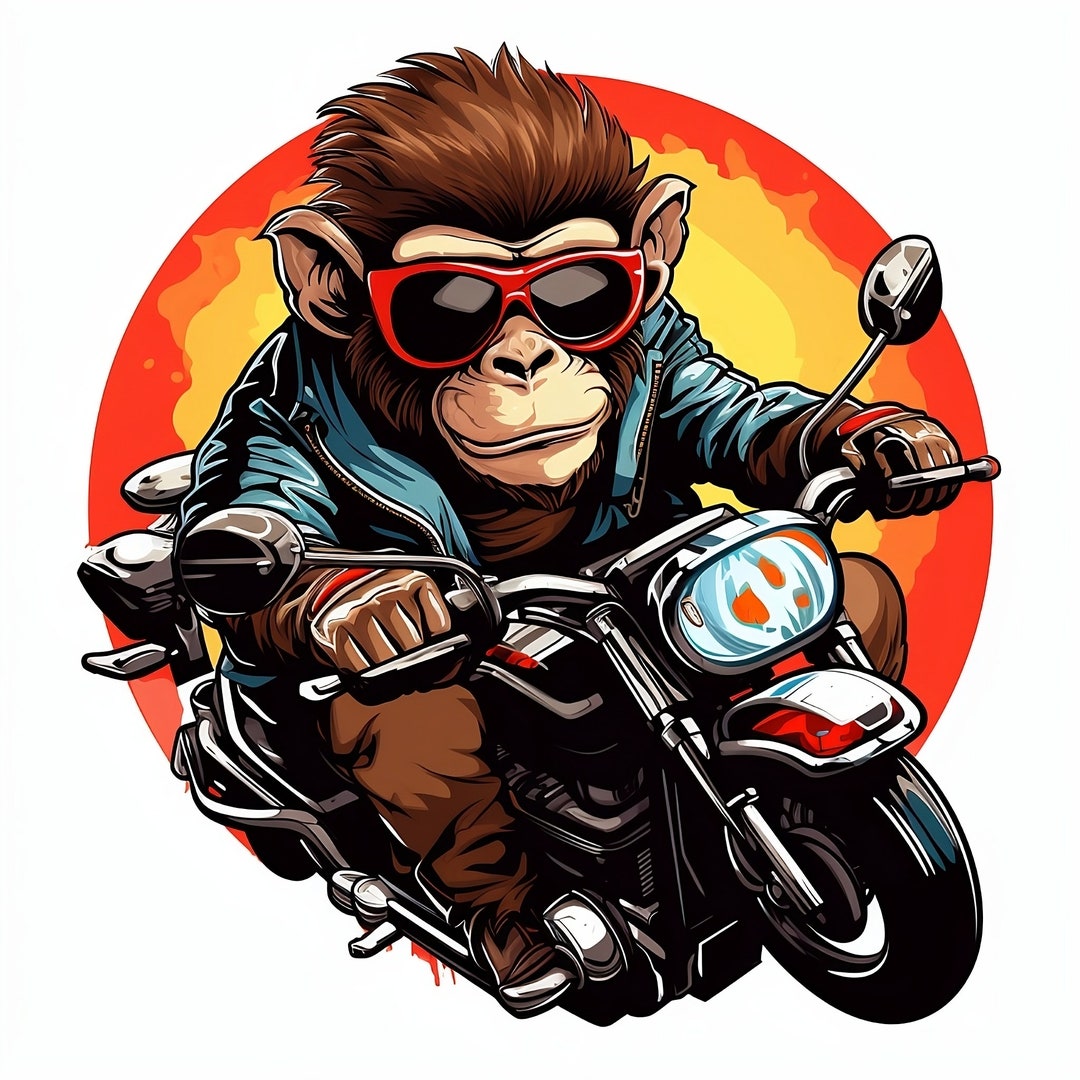 Cool Motorcycle-riding Monkey PNG Clipart, Fun & Unique Animal Clip Art ...
