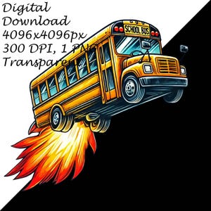 Rocket-powered Back to School Bus PNG Clipart, Digital Download Fun ...