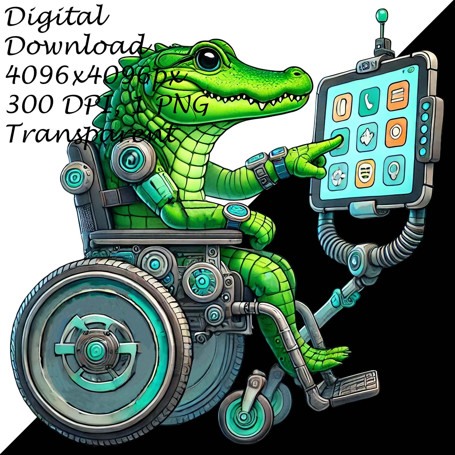 Adorable Alligator in High-tech Wheelchair PNG Clipart - Inclusive ...