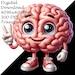 Cartoon Brain Clipart PNG - Friendly Brain Giving Peace Sign for DTG ...