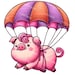 Adorable Pig Parachuting Clipart - Cute Flying Pink Pig With Parachute ...