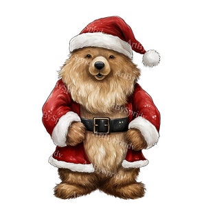 Christmas Teddy Bear PNG Clipart, Festive Bear in Santa Suit, Cute ...