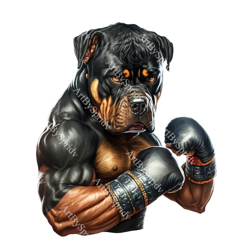 Cute Rottweiler Fighter Dog PNG Transparent Floral Clipart - Etsy
