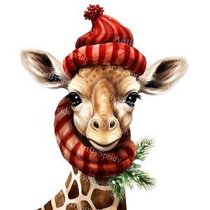 Winter Giraffe Clipart, Cute Giraffe With Hat and Scarf PNG, Christmas ...
