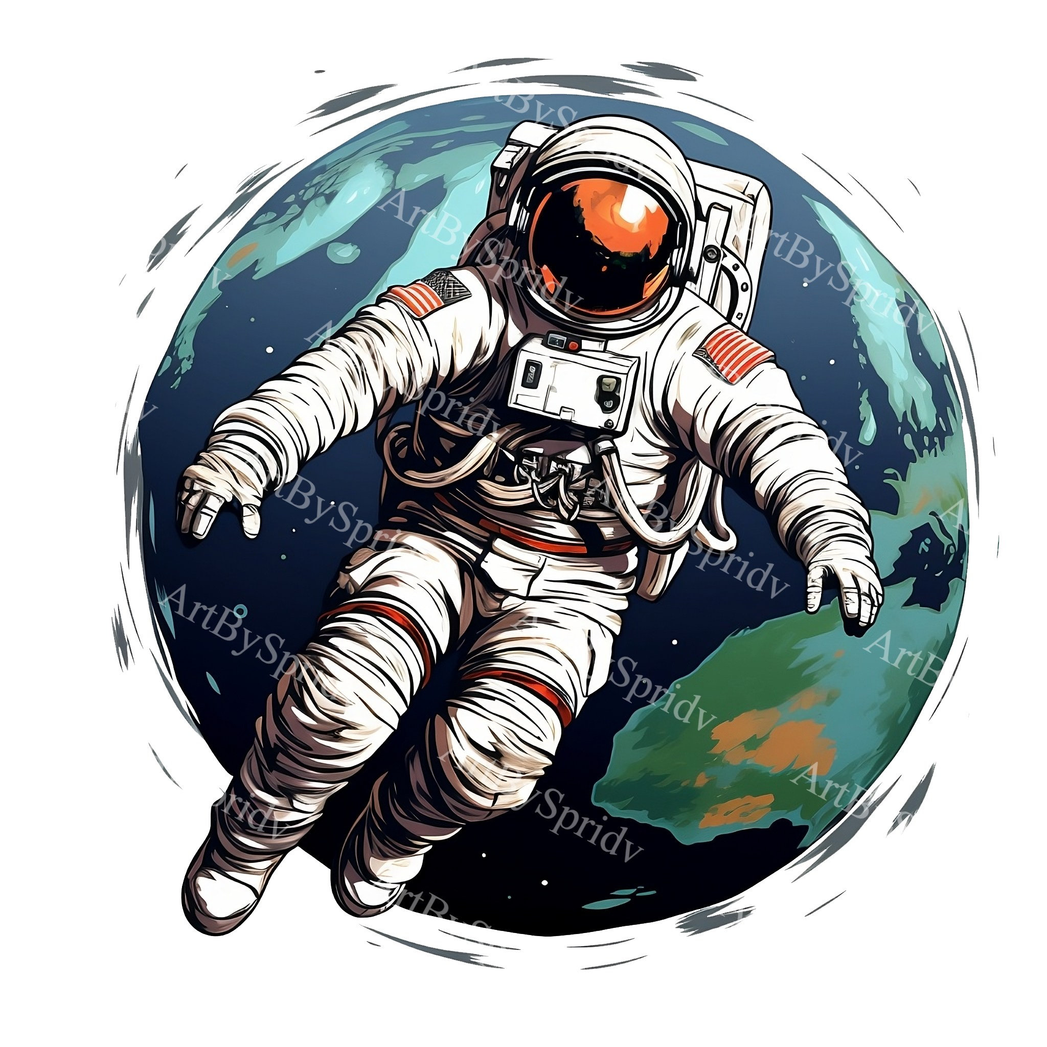 Cartoon Astronaut Floating In Space