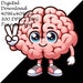 Cartoon Brain Clipart PNG - Friendly Brain Giving Peace Sign for DTG ...