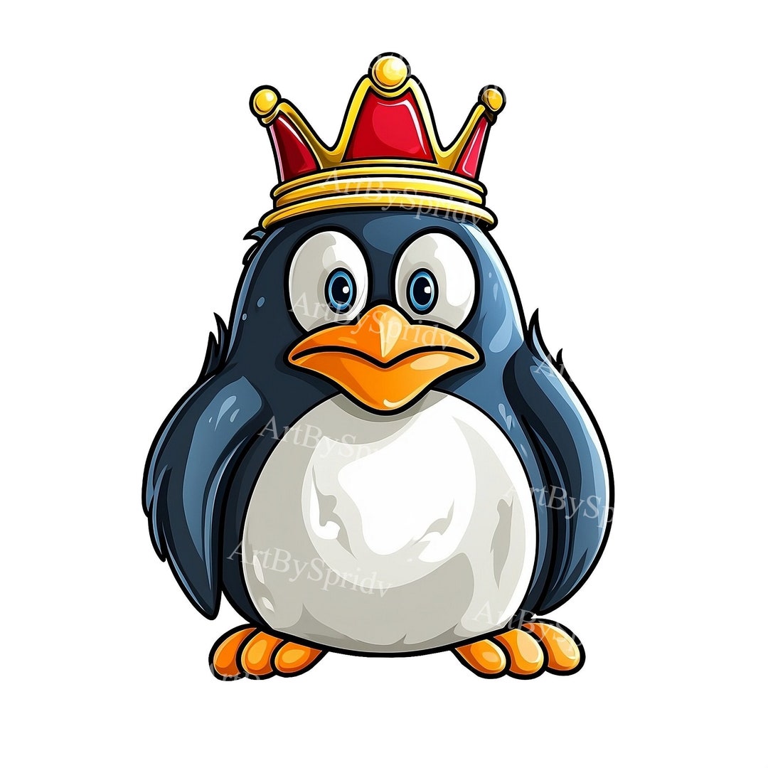 Royal Penguin Clipart | King Penguin PNG | Crowned Cartoon Penguin ...