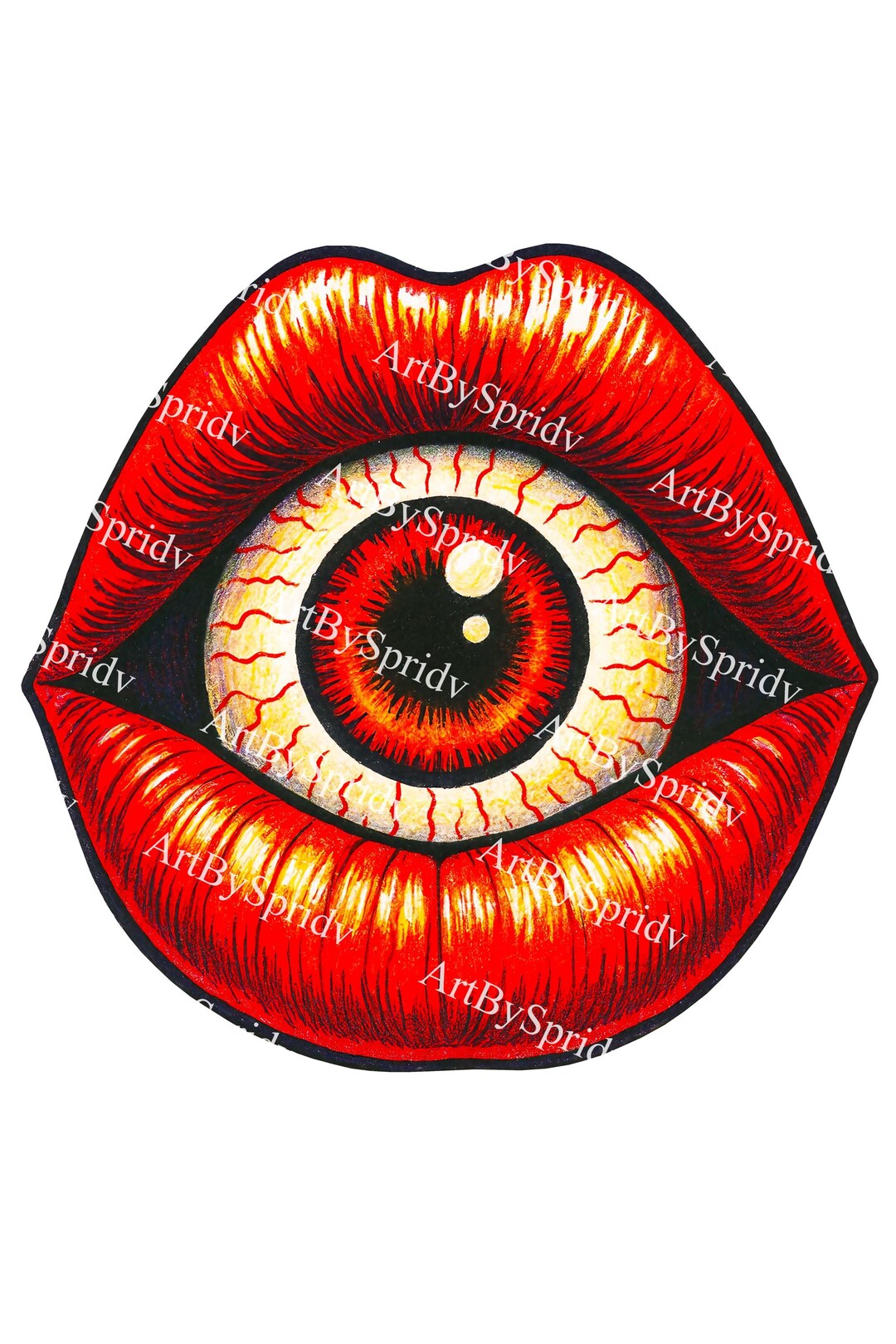 Eyeball Lips PNG Clipart, Surreal Red Mouth With Eye, Gothic Halloween ...