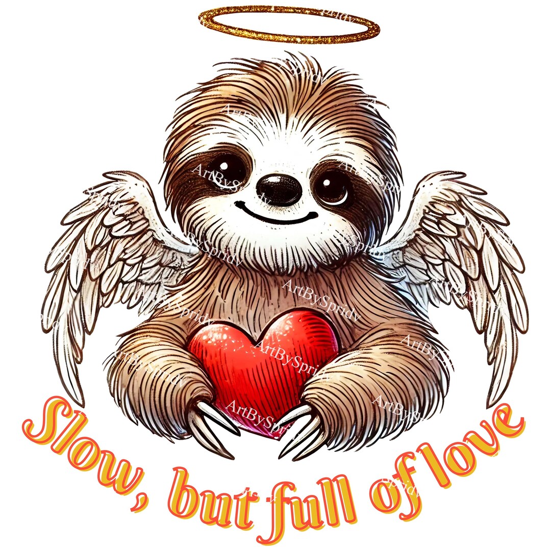Angel Sloth PNG, Slow but Full of Love Clipart, Hand-drawn Kawaii Sloth ...