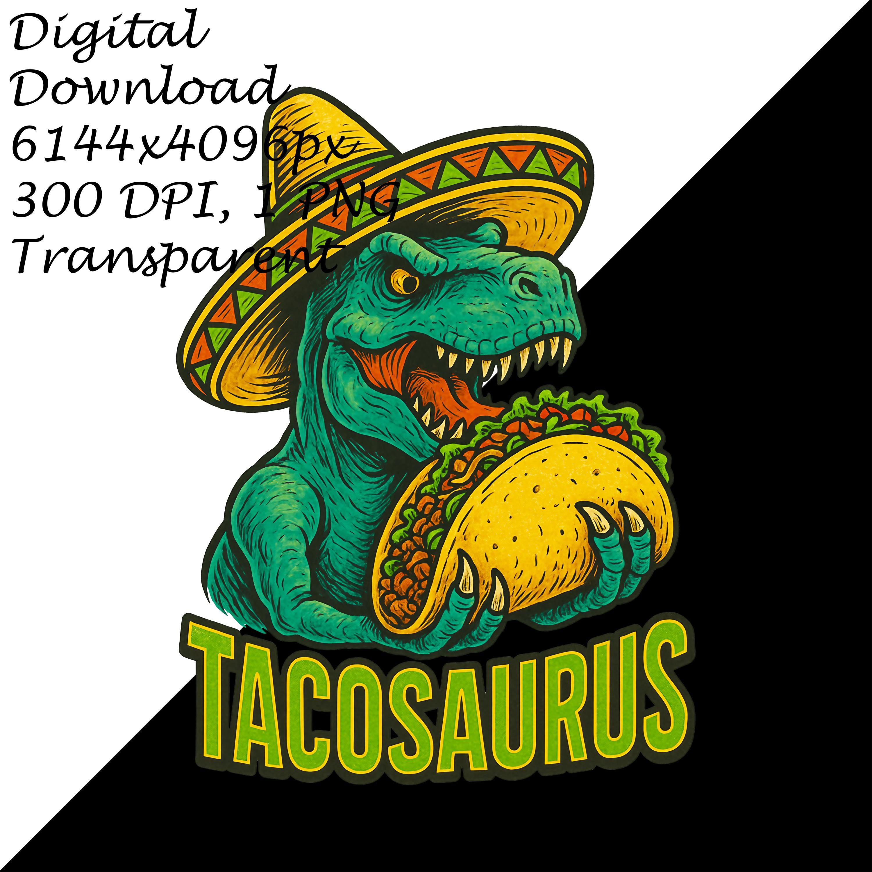 Funny Tacosaurus Dinosaur PNG Clipart, Taco Eating T-rex With Sombrero ...