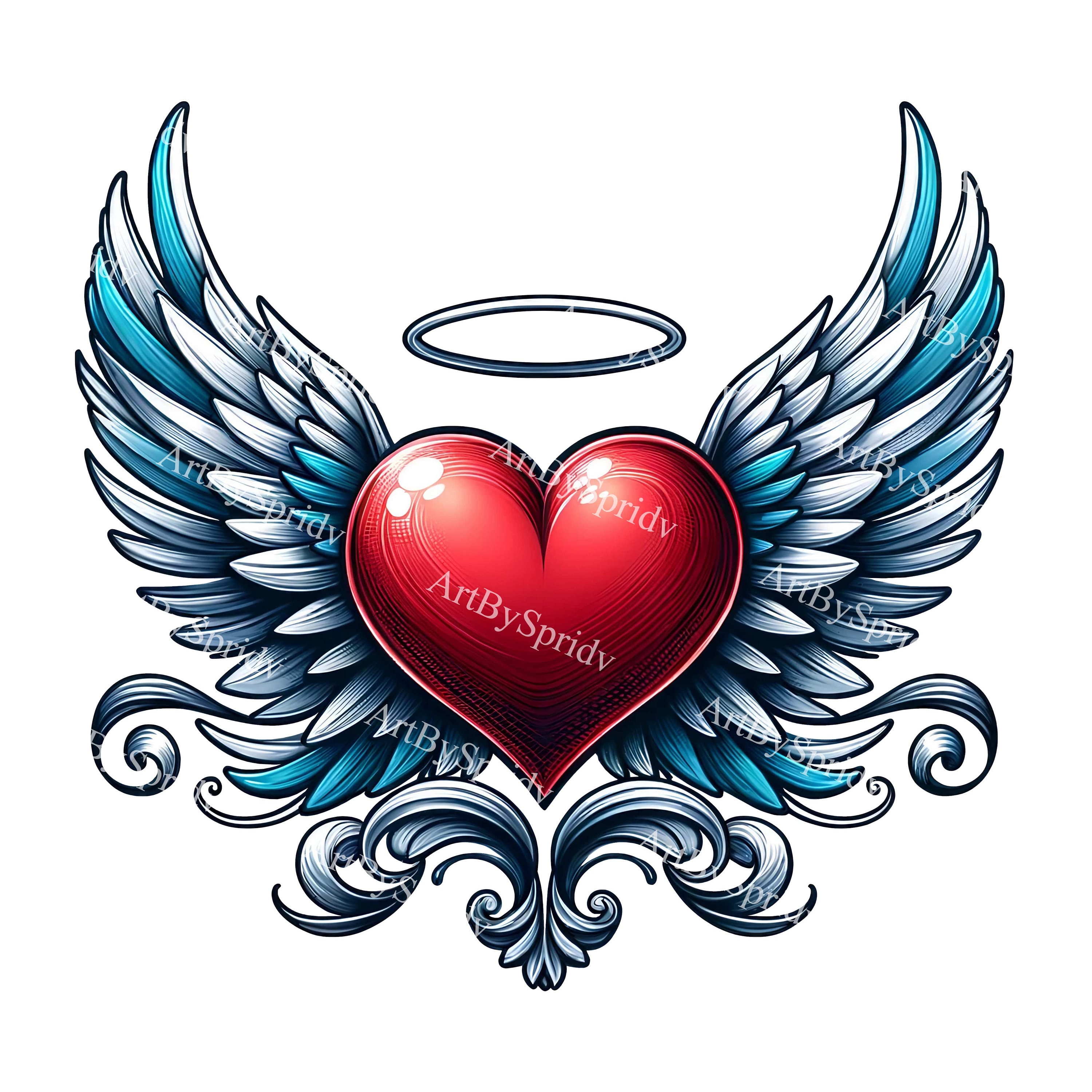 Heart With Angel Wings And Halo