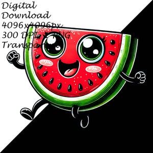 Adorable Happy Watermelon Slice Download PNG Clipart,kawaii Fruit ...