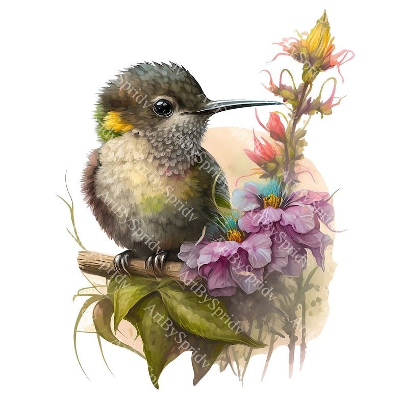 Hummingbird Flower PNG Cliparttransparent Animal Bird Print - Etsy