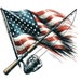 Patriotic Fishing Rod & American Flag Clipart for Sublimation Projects ...