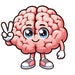 Cartoon Brain Clipart PNG - Friendly Brain Giving Peace Sign for DTG ...