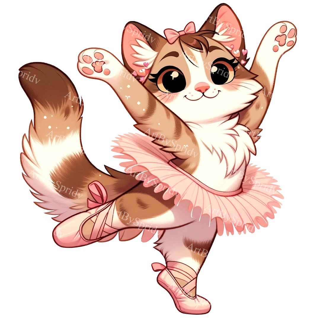 Adorable Ballet Cat Clipart - Orange Tabby Ballerina PNG, Cute Kitten ...