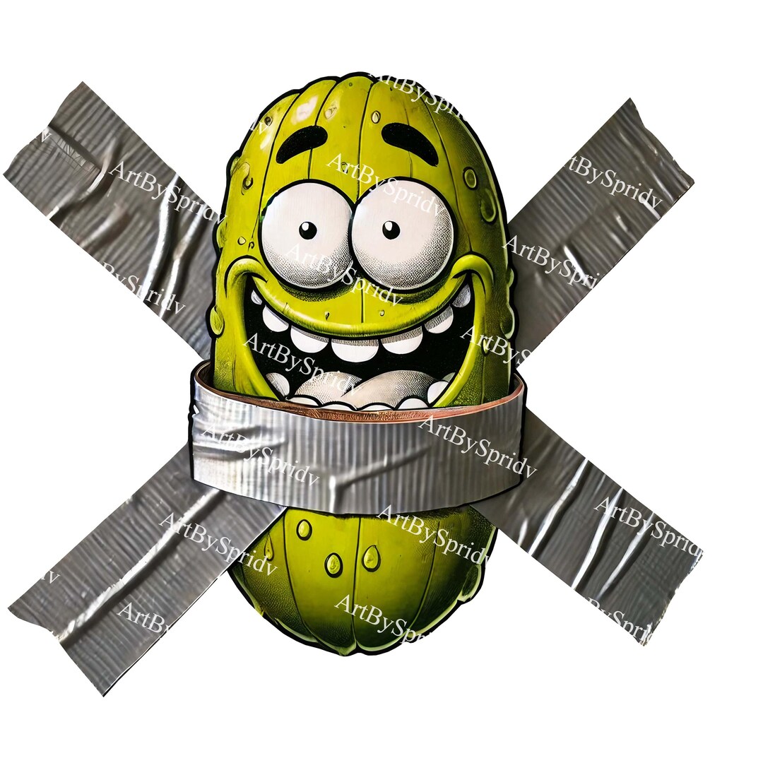 Funny Pickle Taped PNG Clipart - Unique Cartoon Design for T-shirt ...