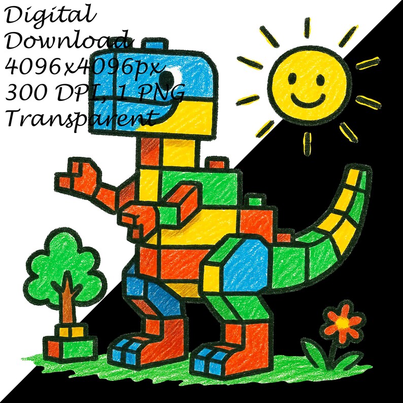 Block Dinosaur Transparent PNG Clipart, Kids Room Decor, Building Brick ...