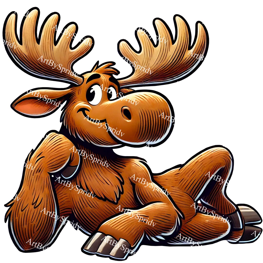 Funny Relaxing Moose PNG, Cool Cartoon Moose Clipart,cute Forest Animal ...