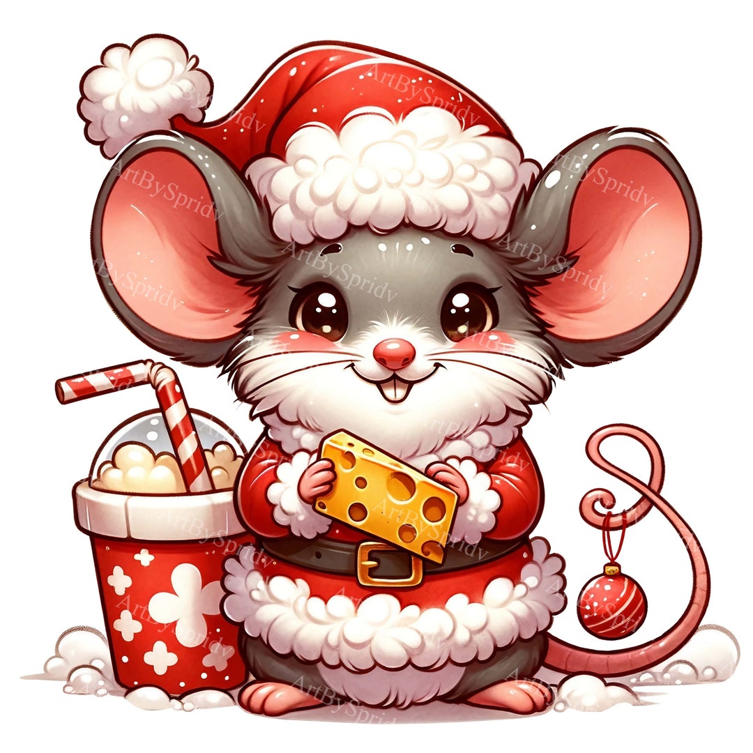 Holiday Cheer Mouse Clipart | Santa Outfit | Festive Design | Christmas ...