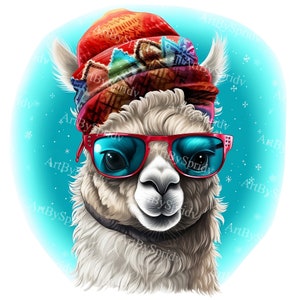 Winter Llama Clipart | Cool Llama With Beanie & Sunglasses PNG ...